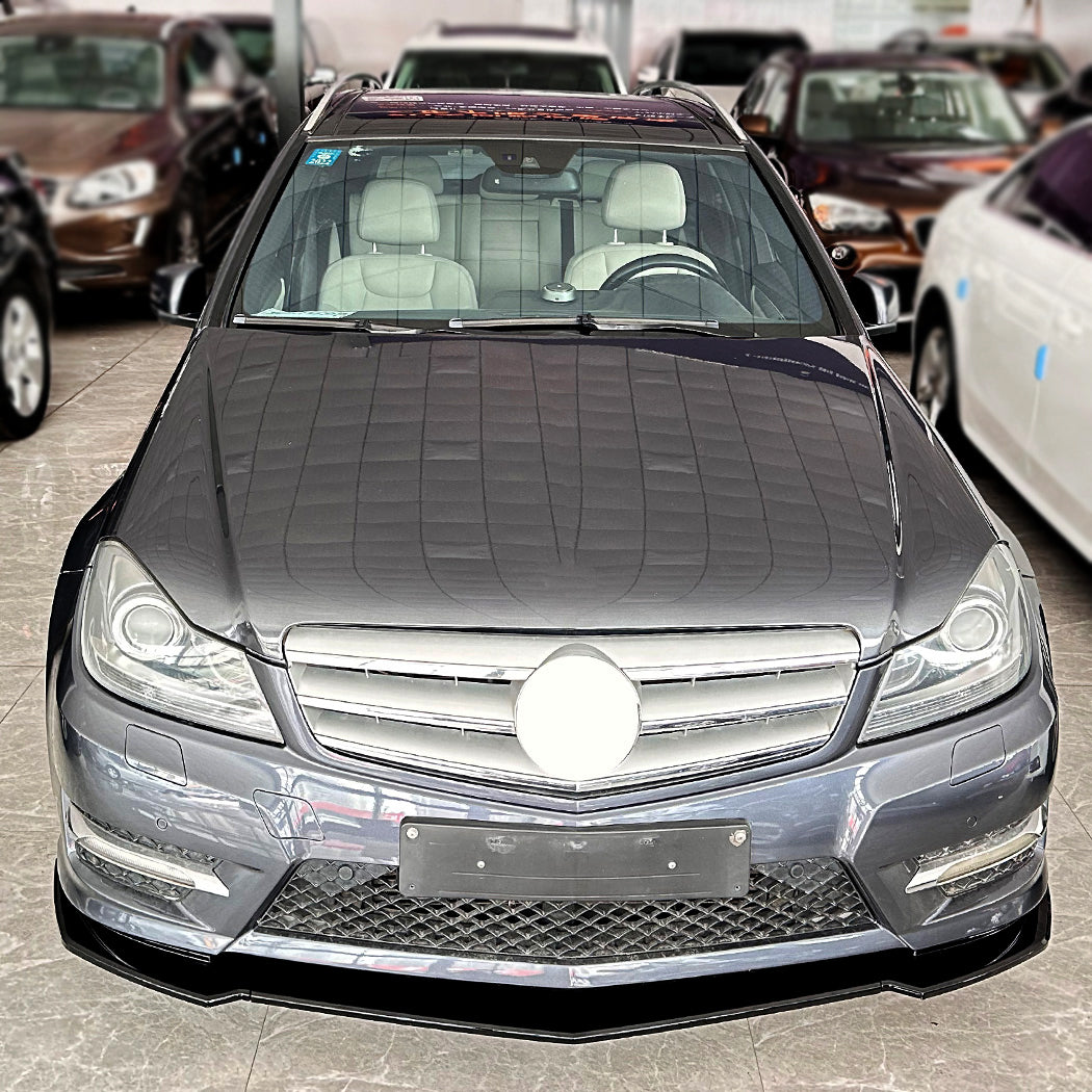 V Style Gloss Black Front Splitter for Mercedes Benz W204 C Class AMG ...